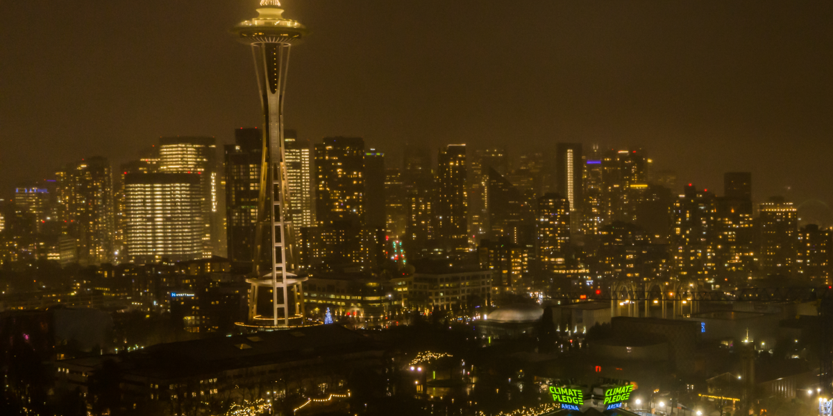 Climate Pledge Arena lights up in Seattle